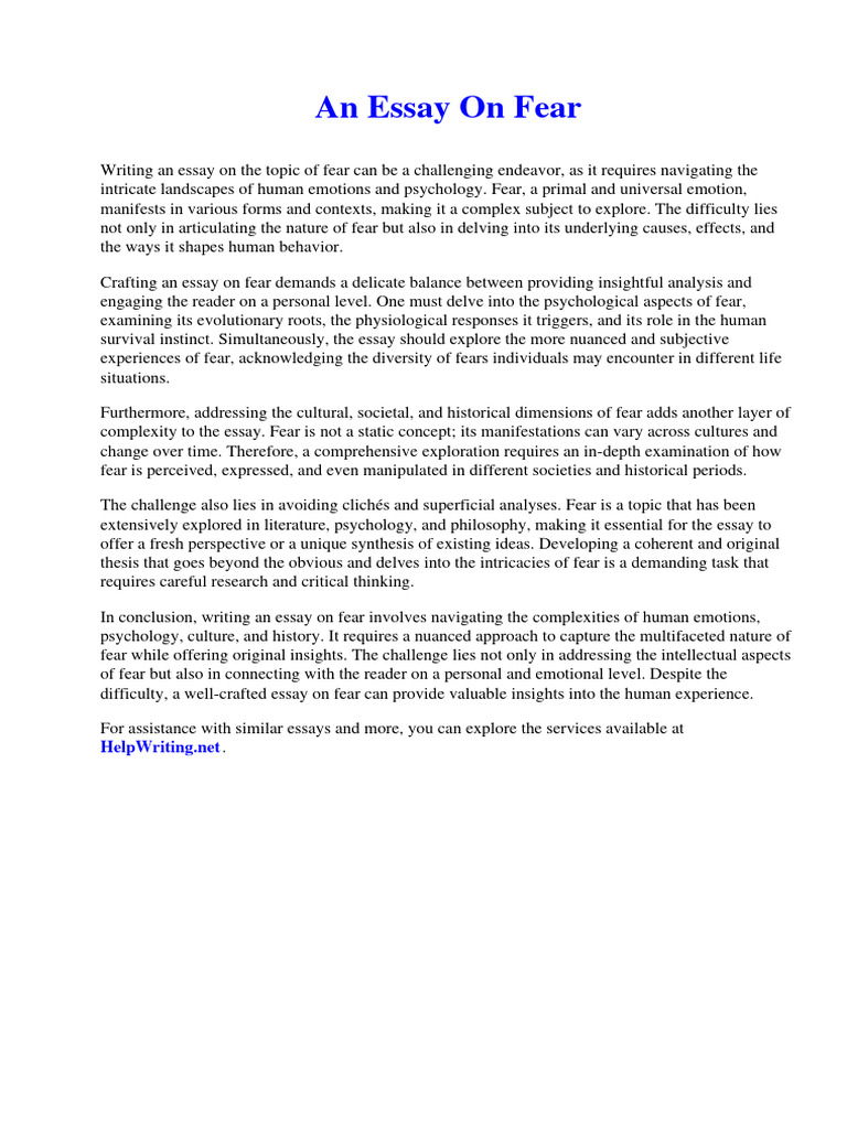 An Essay On Fear | PDF
