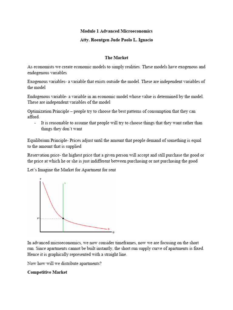 Module 1 Advanced Microeconomics | PDF | Monopoly | Supply And Demand