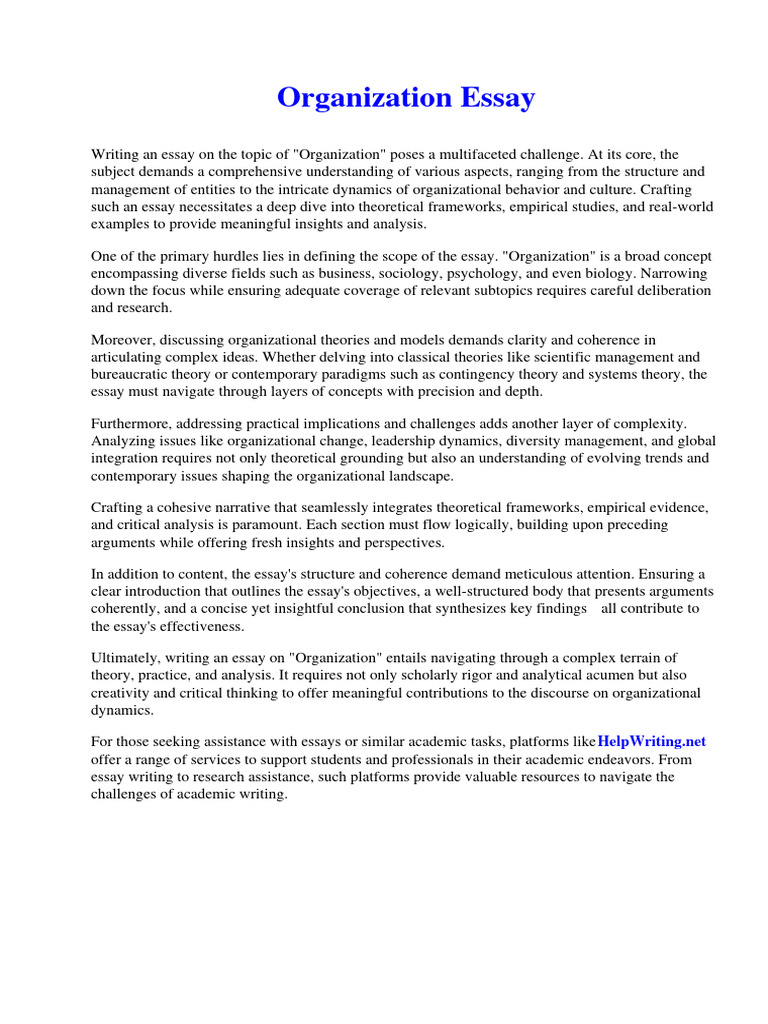 Organization Essay | Download Free PDF | Theory | Superfund