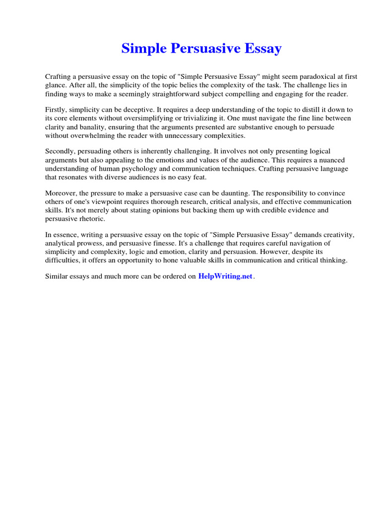 Simple Persuasive Essay | PDF | Great Depression | Visual Perception