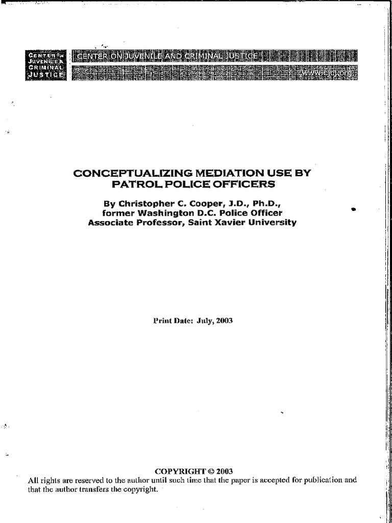 Conceptualizing Mediation Use by Patrol Police Officers | PDF ...