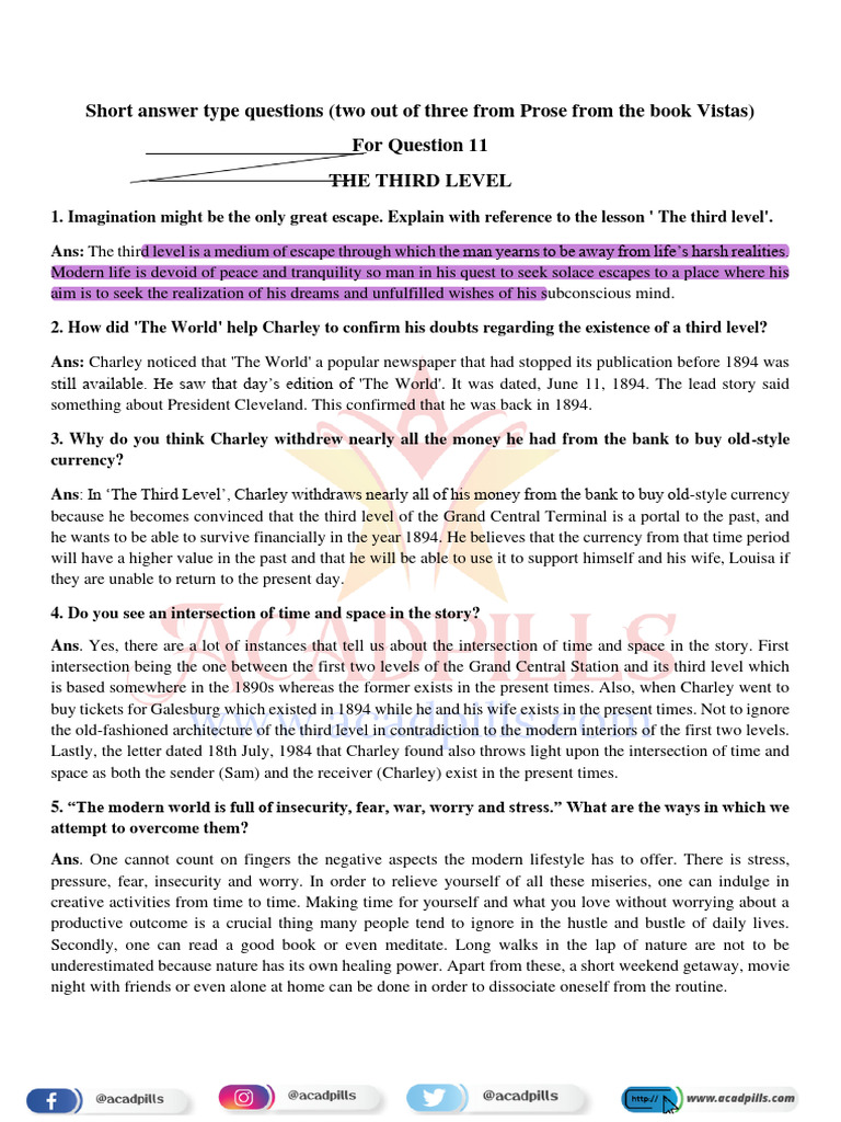 Vistas Short Answer Questions Guide | PDF