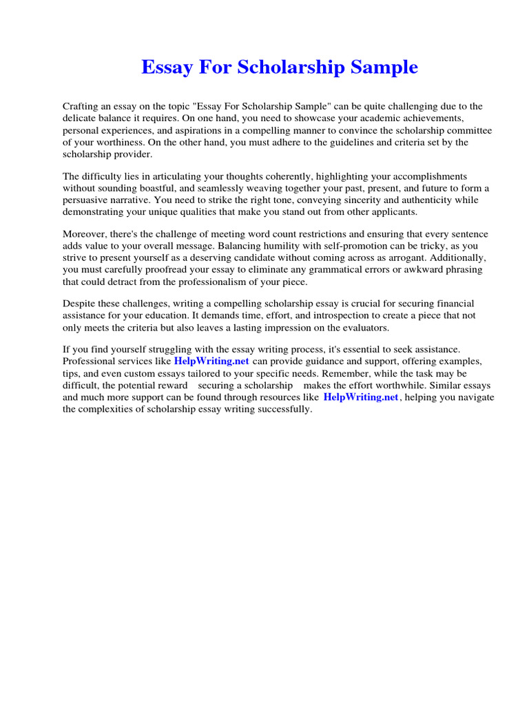 Essay For Scholarship Sample | PDF | Selective Serotonin Reuptake ...