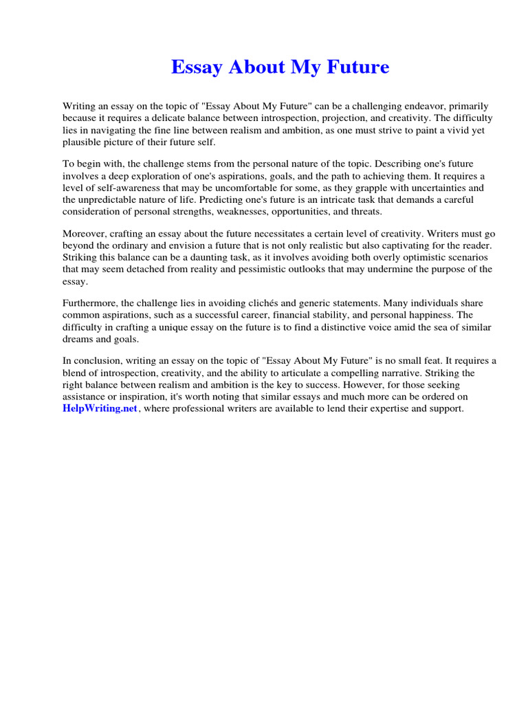Essay About My Future | PDF