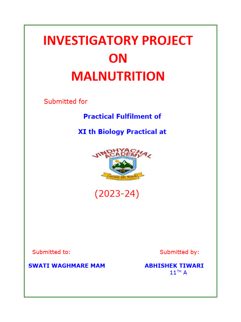 Project On Malnutrition | Download Free PDF | Malnutrition | Diet (Nutrition)