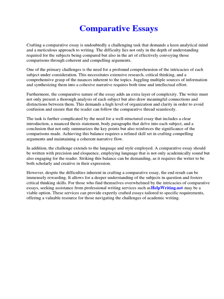 Comparative Essays | PDF | Essays