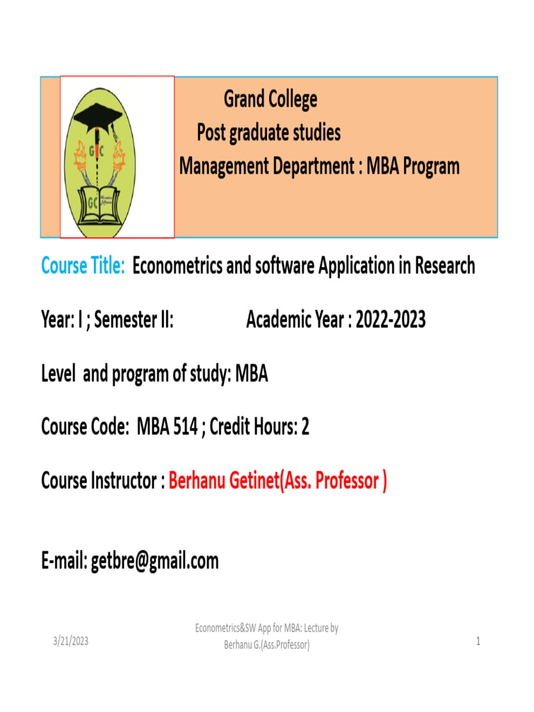 chapter 1econometrics new MBA | PDF | Econometrics | Regression Analysis chapter 1econometrics new MBA | PDF | Econometrics | Regression Analysis