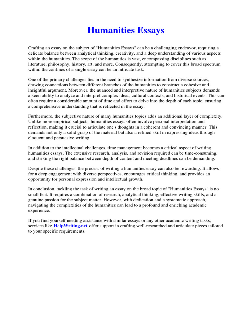 Humanities Essays | PDF