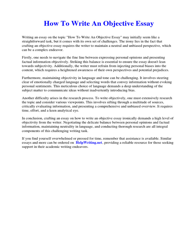 How To Write An Objective Essay | PDF