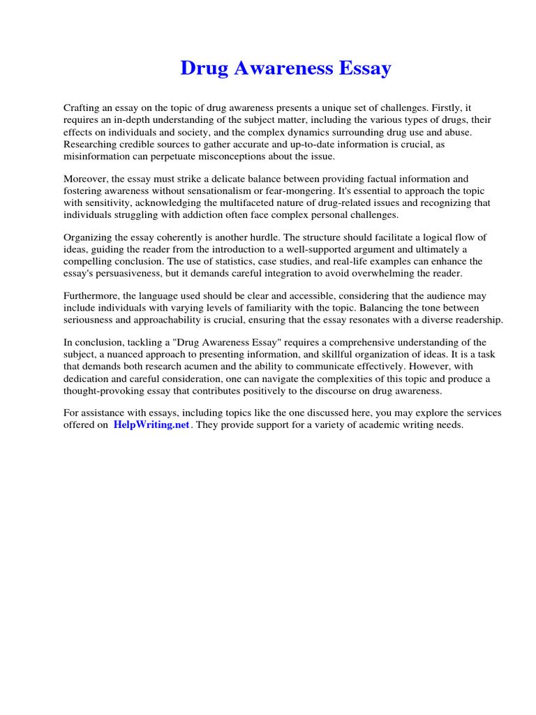Drug Awareness Essay | PDF | Essays Drug Awareness Essay | PDF | Essays