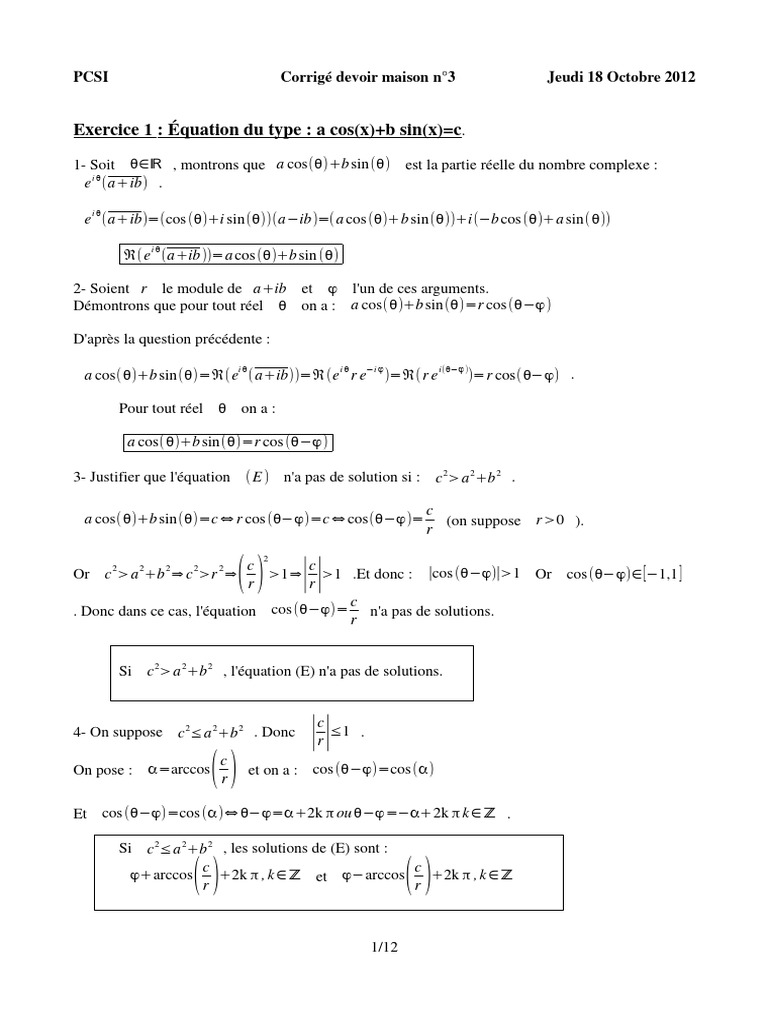 DM3 Corrig C3 A9 | PDF | Fonctionnalités et modélisations | Analyse mathématique