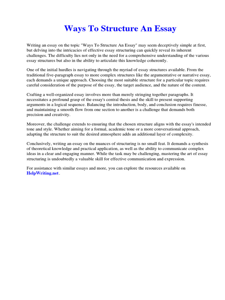 Ways To Structure An Essay | PDF | Essays | Knowledge