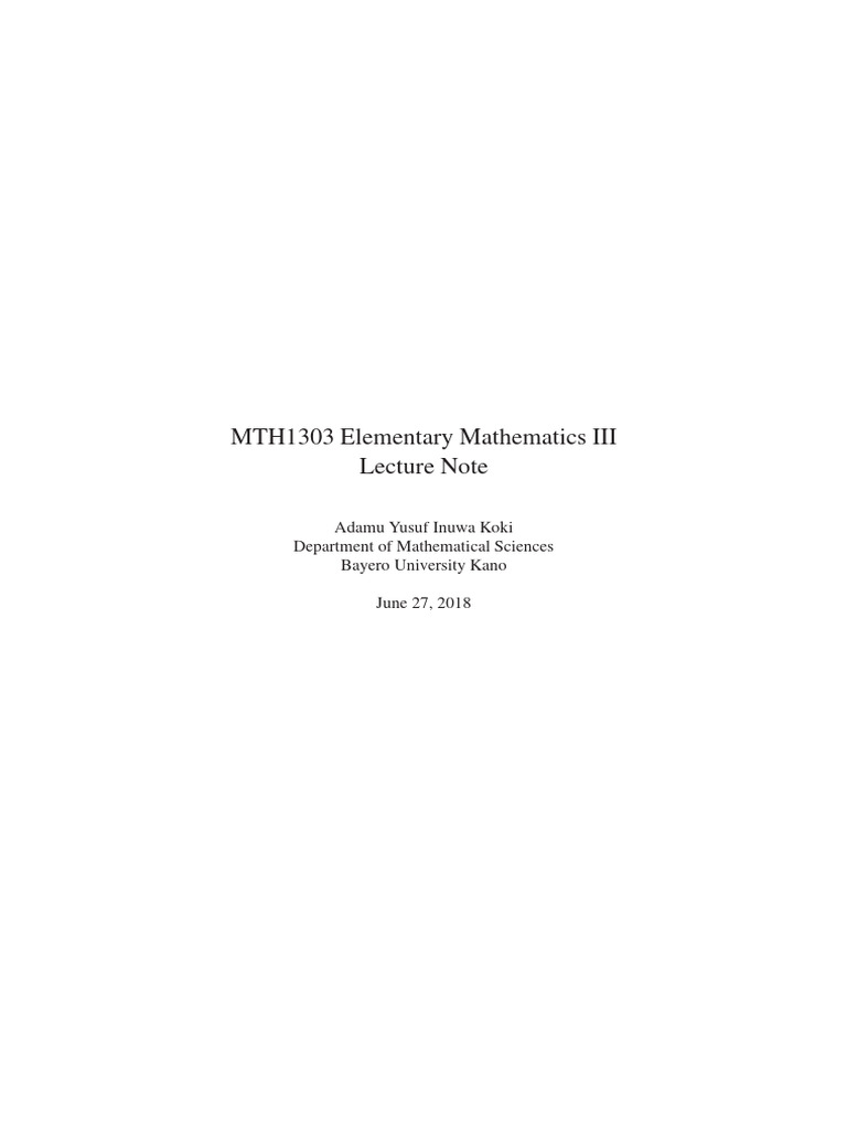MTH 1303 Complete | PDF | Function (Mathematics) | Square Root