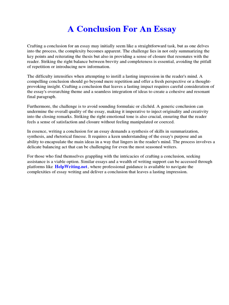 A Conclusion For An Essay | PDF | Social Science