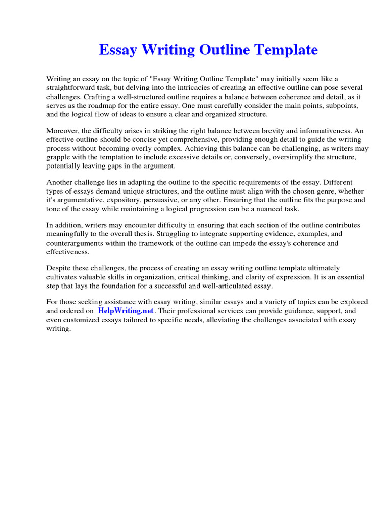 Essay Writing Outline Template | Download Free PDF | Odyssey | Odysseus