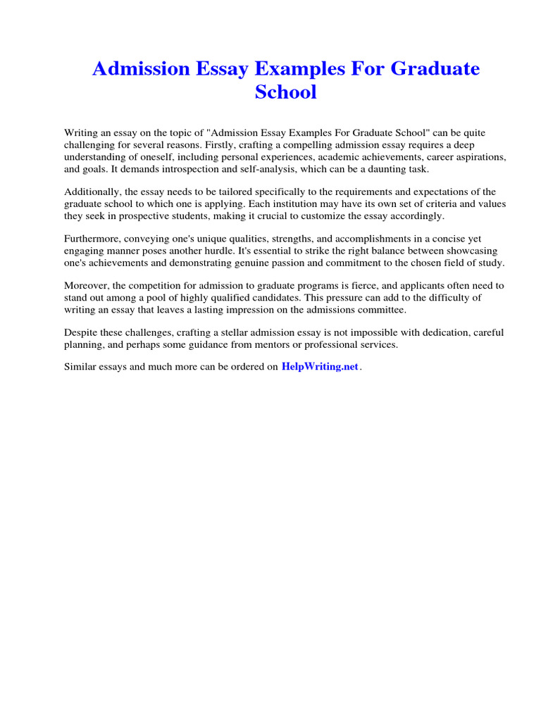 Admission Essay Examples For Graduate School | PDF | Xml Schema | Xml