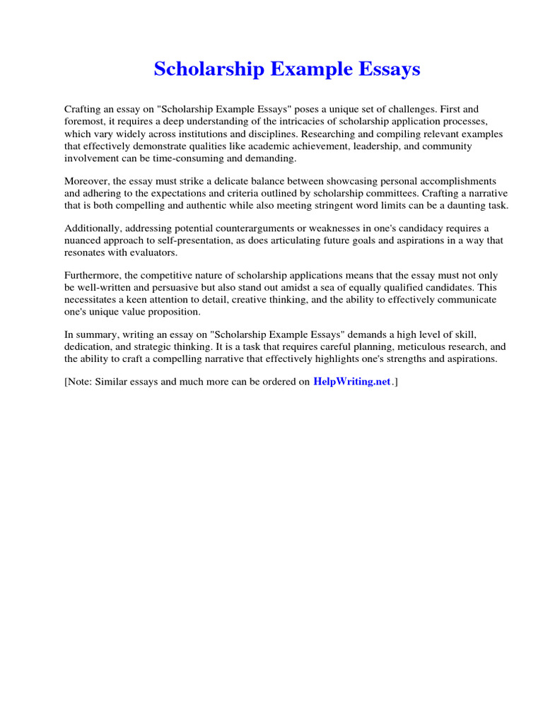 Scholarship Example Essays | PDF | Social Science