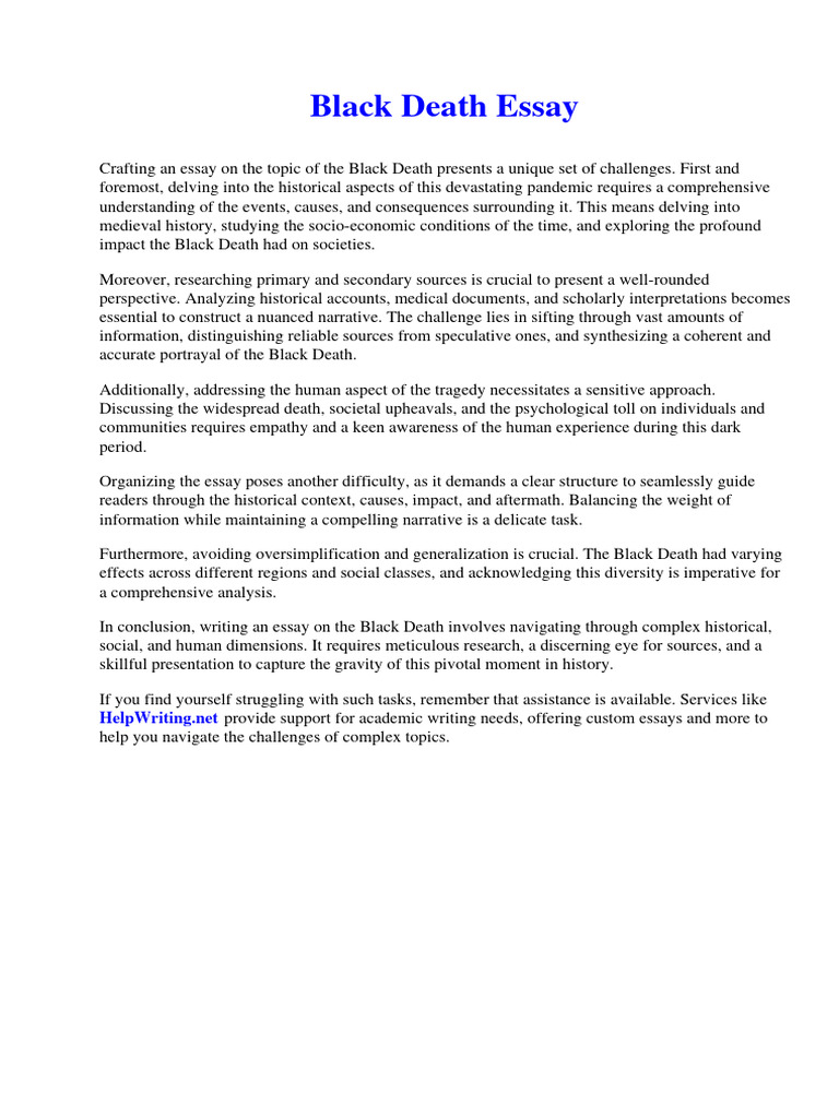 Black Death Essay | PDF | Genesis Flood Narrative | Noah's Ark