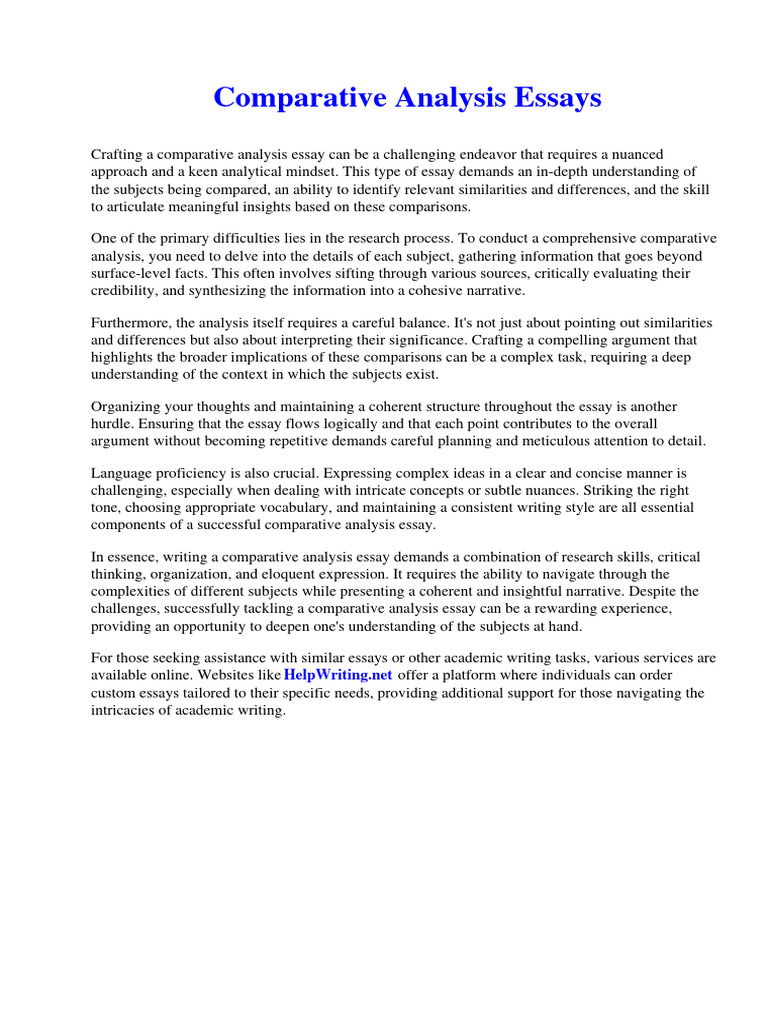 Comparative Analysis Essays | PDF | Essays | Greece