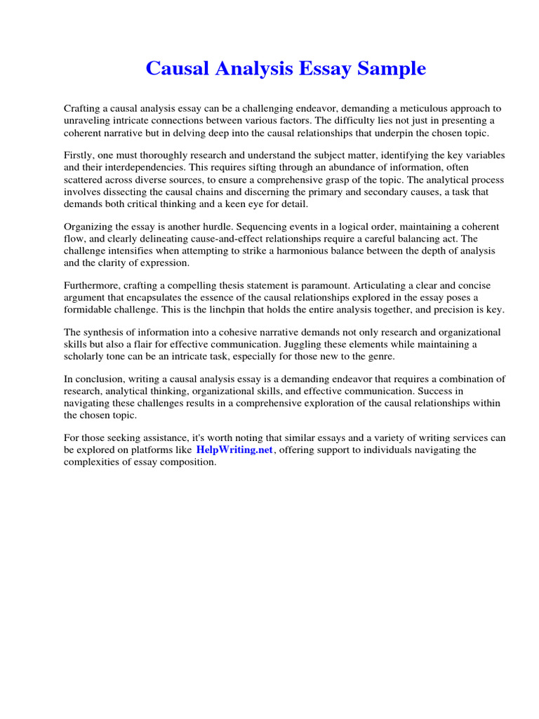 Causal Analysis Essay Sample | PDF | Capital Punishment | Essays