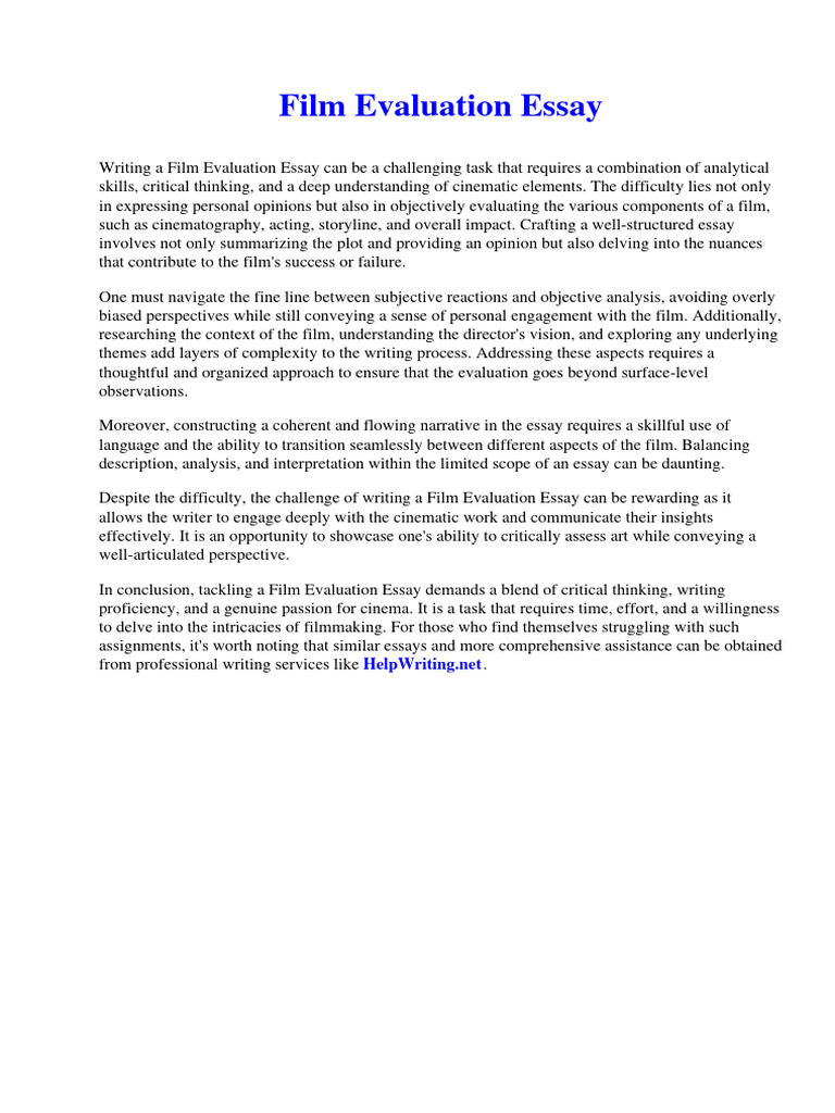 Film Evaluation Essay | PDF | Social Science | Science & Mathematics