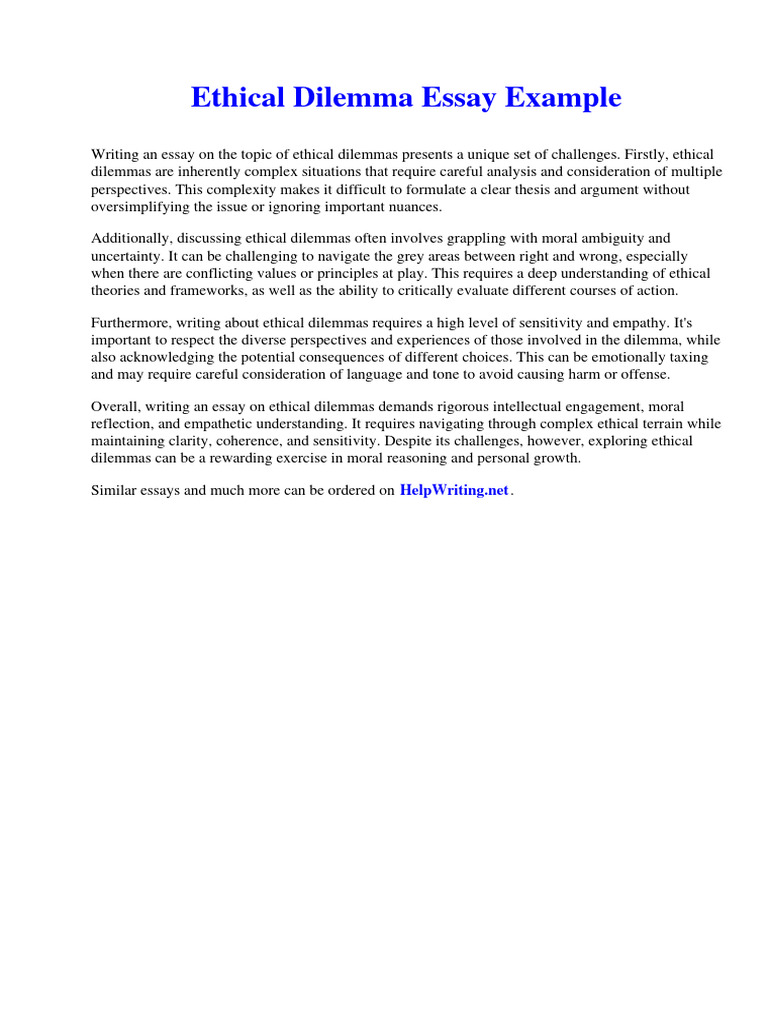 Ethical Dilemma Essay Example | PDF