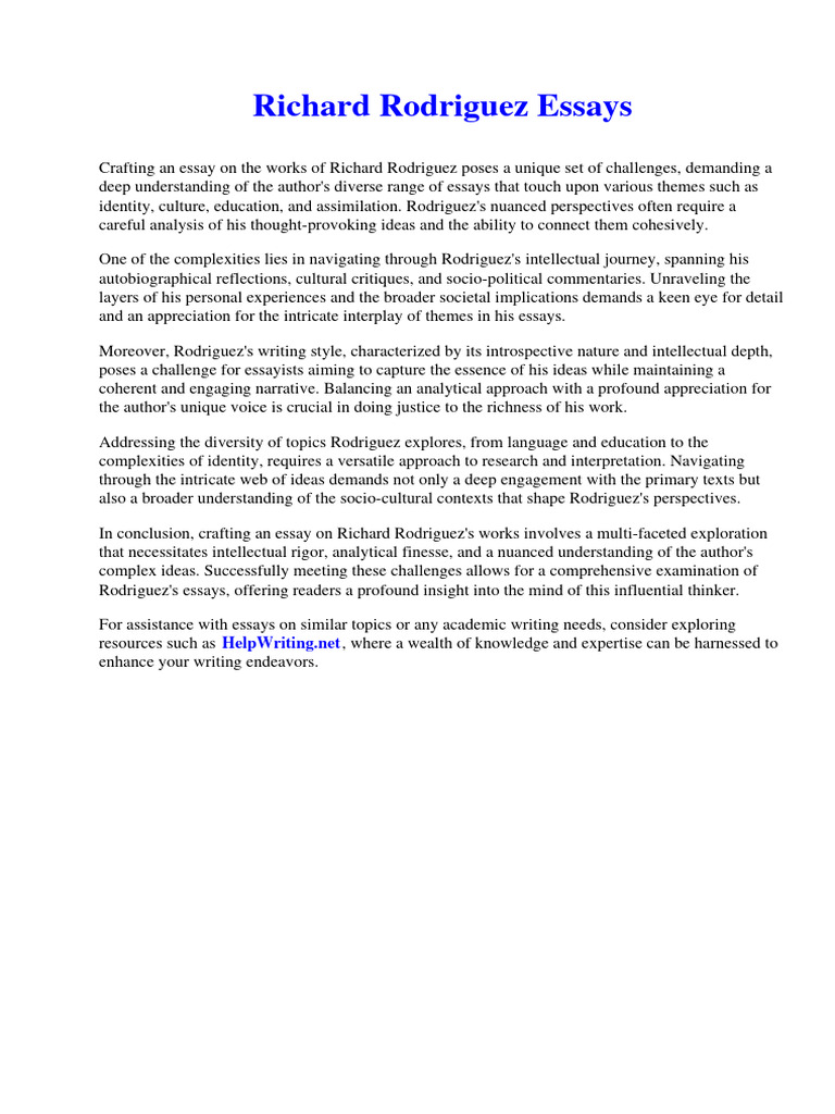 Richard Rodriguez Essays | PDF | Essays