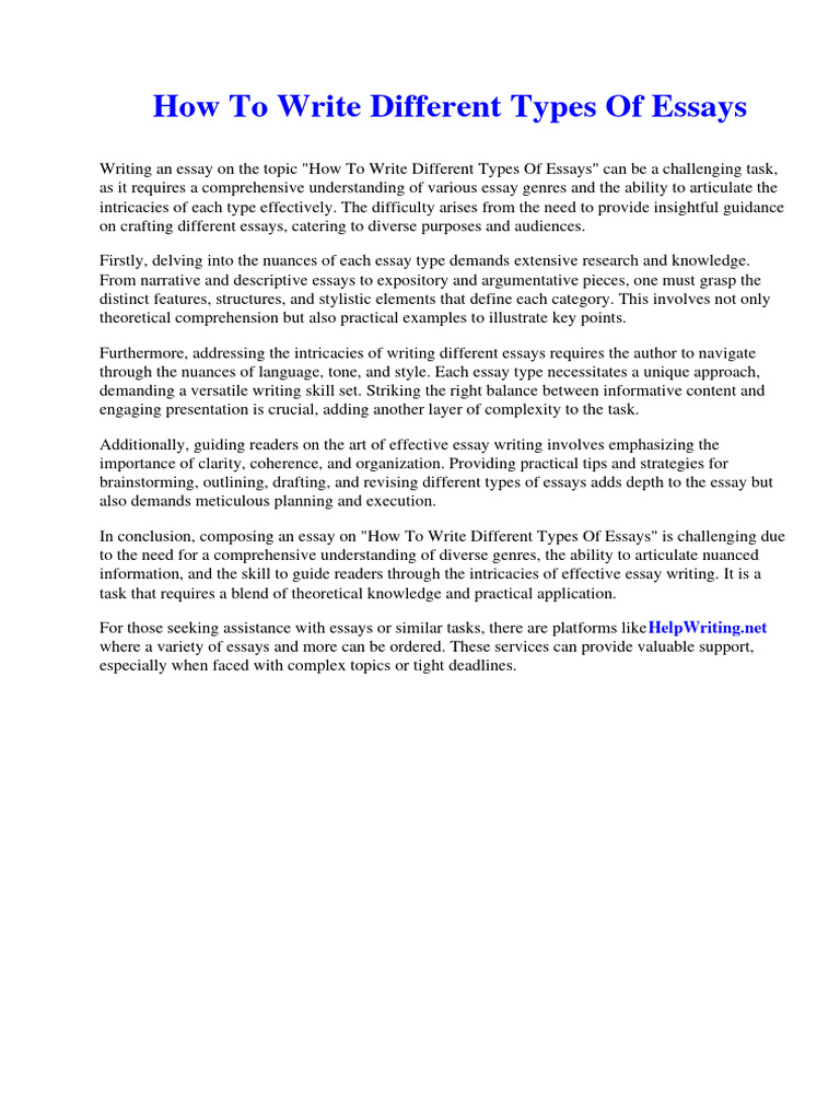 How To Write Different Types of Essays | PDF | Essays | Body Image