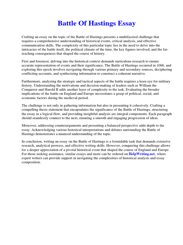 Battle of Hastings Essay | PDF | Chinese Cuisine | Essays