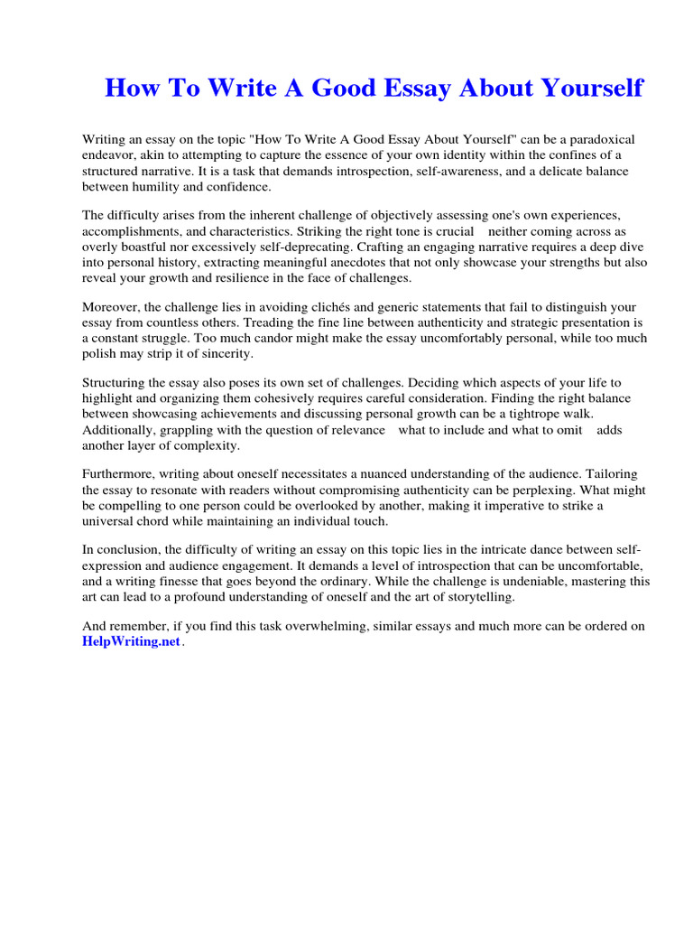 How To Write A Good Essay About Yourself | Download Free PDF ...