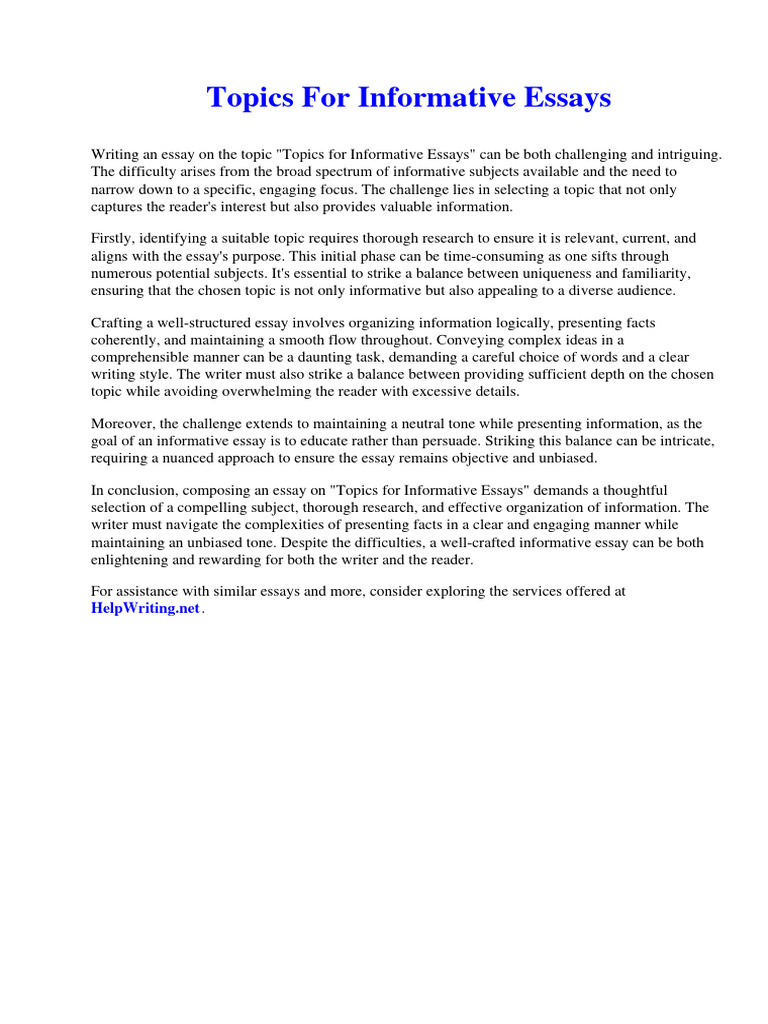 Informative Essay Topic Guide | PDF | Essays | Poetry