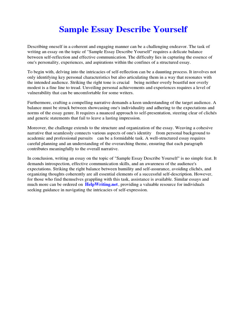 Sample Essay Describe Yourself | PDF | Plato