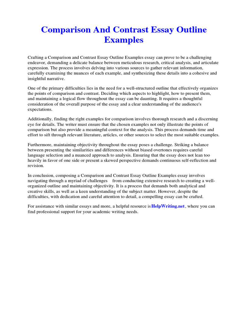 Comparison and Contrast Essay Outline Examples | PDF | Essays | Edgar ...