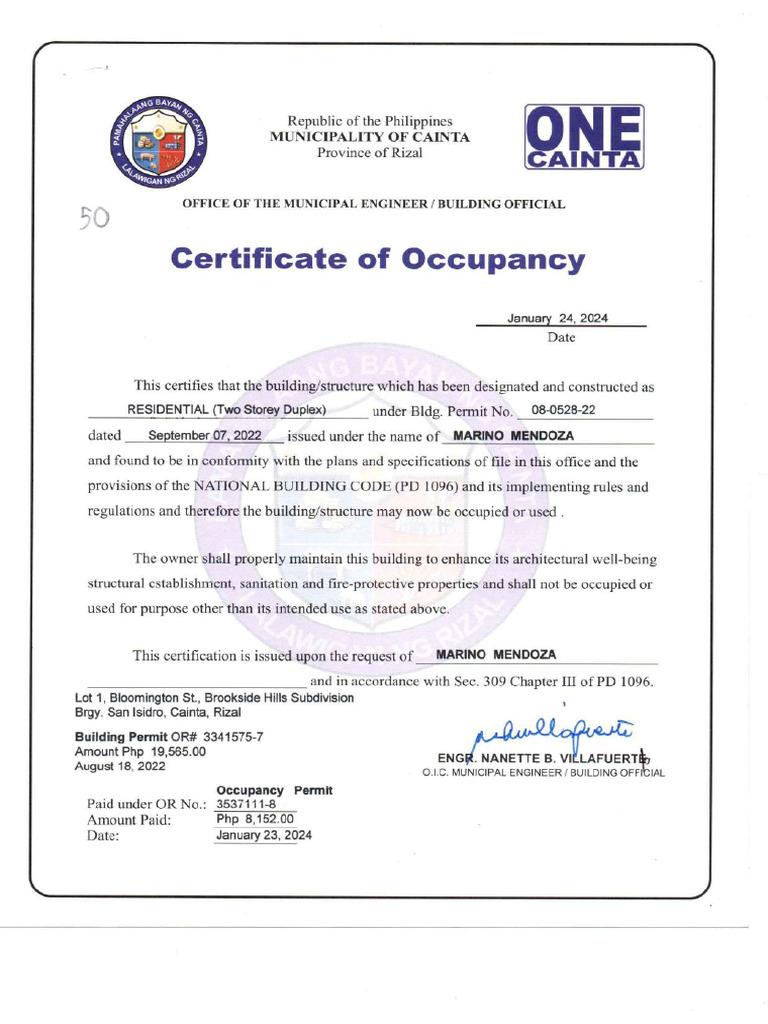 Certificate of Occupancy | PDF