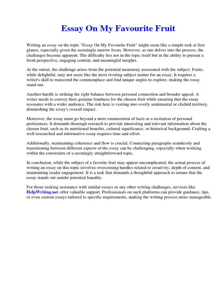 Essay On My Favourite Fruit | PDF