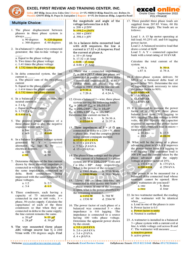 Ee Polyphase Handouts | PDF | Electrical Impedance | Electronics