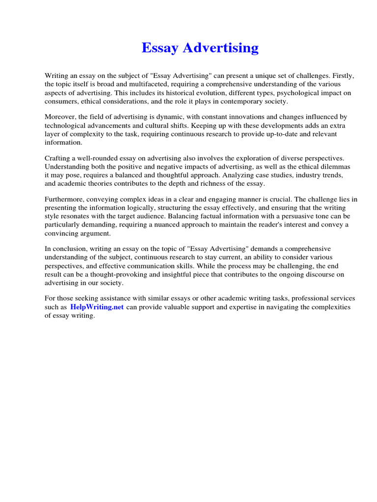 Essay Advertising | PDF