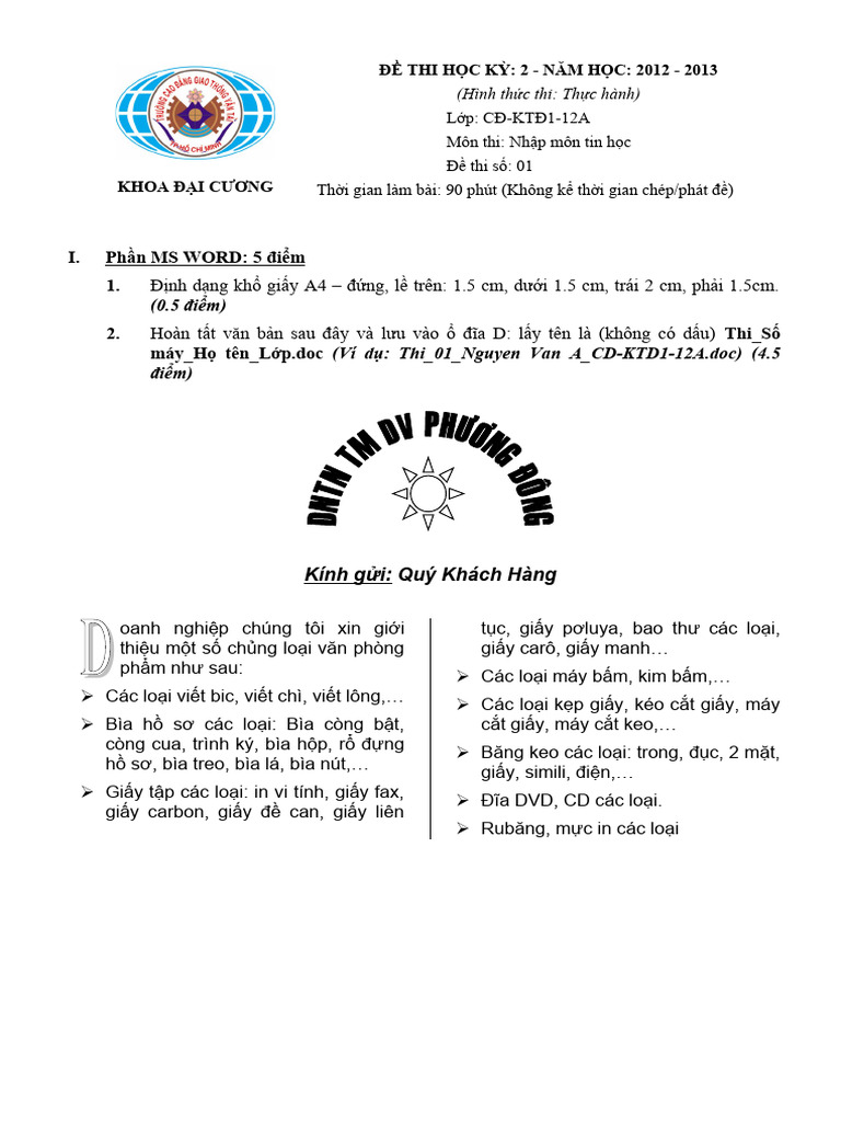 De Thi 1 (NMTH) | PDF