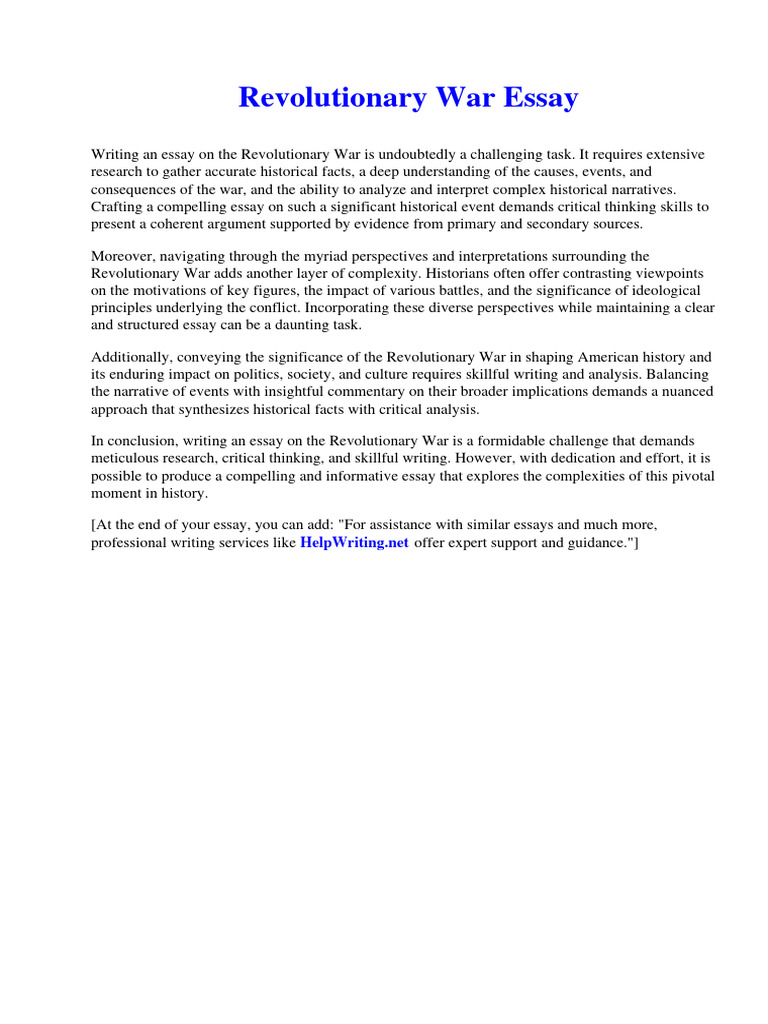 Revolutionary War Essay | PDF