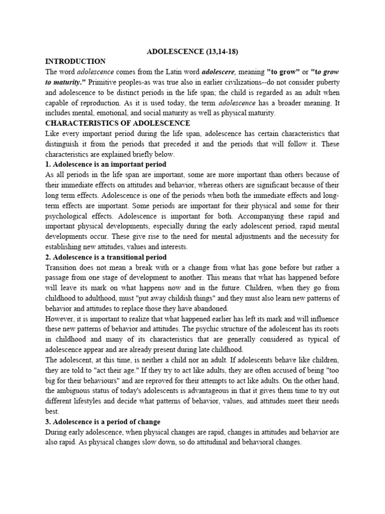 Adolescence | PDF | Adolescence | Gender Role