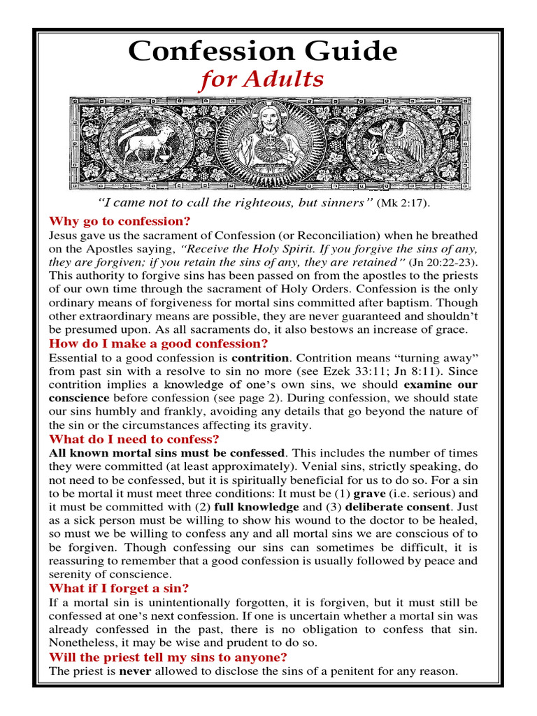 Confession Guide For Adults 2020 | PDF | Confession (Religion)