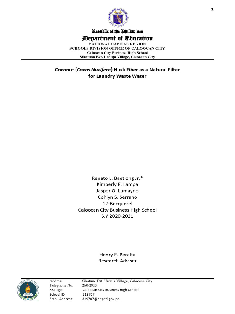 Capstone Research Final Manuscript Group4 Baetiong 2 Pdf Water Coconut