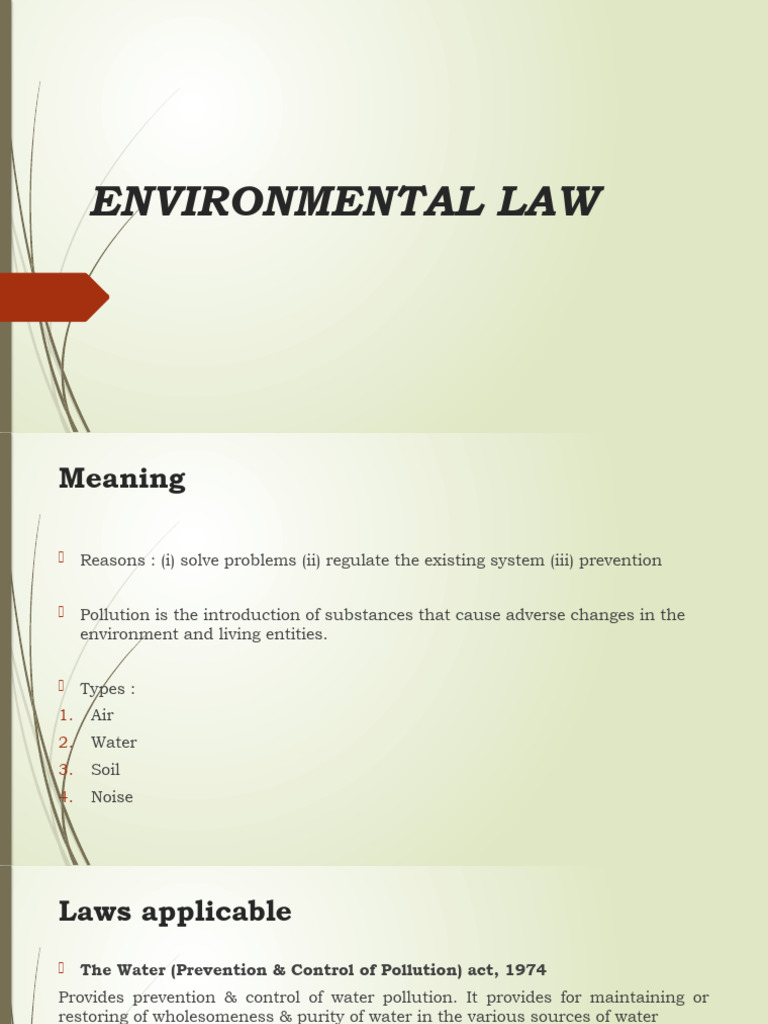 Environment Law | PDF | Strict Liability | Pollution