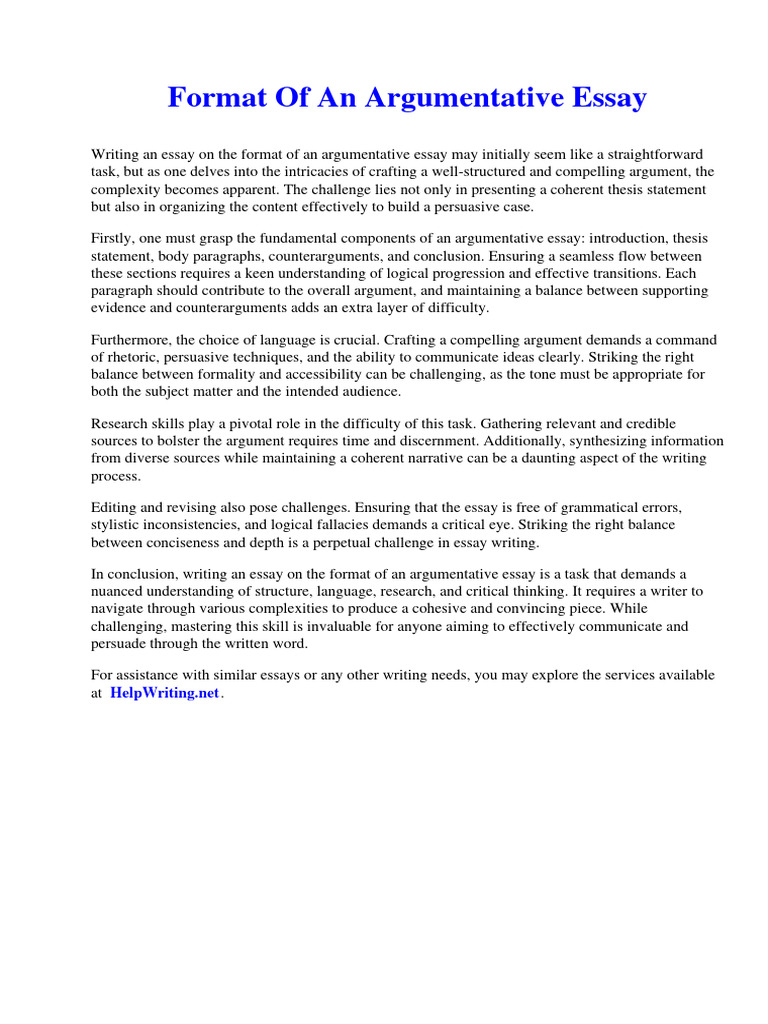 Format of An Argumentative Essay | PDF | Hamlet | Essays