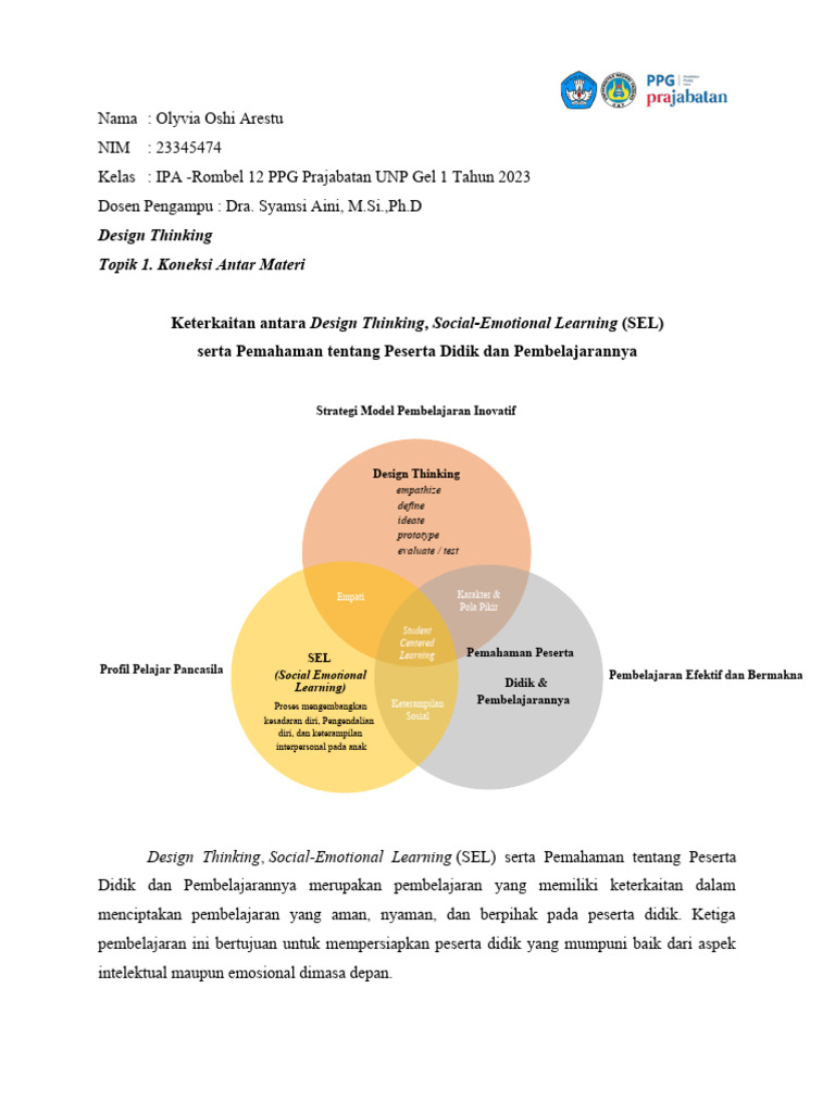 Keterkaitan Design Thinking dan SEL dalam Pendidikan | PDF