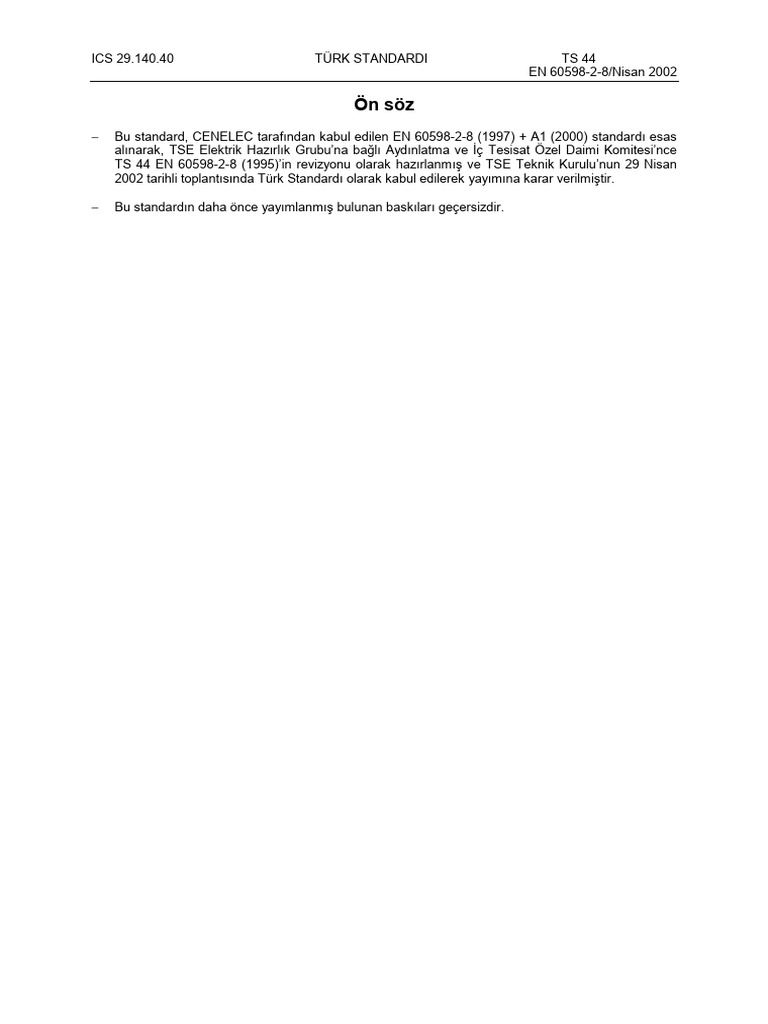 TS 44 EN 60598-2-8 (Nisan 2002) | PDF