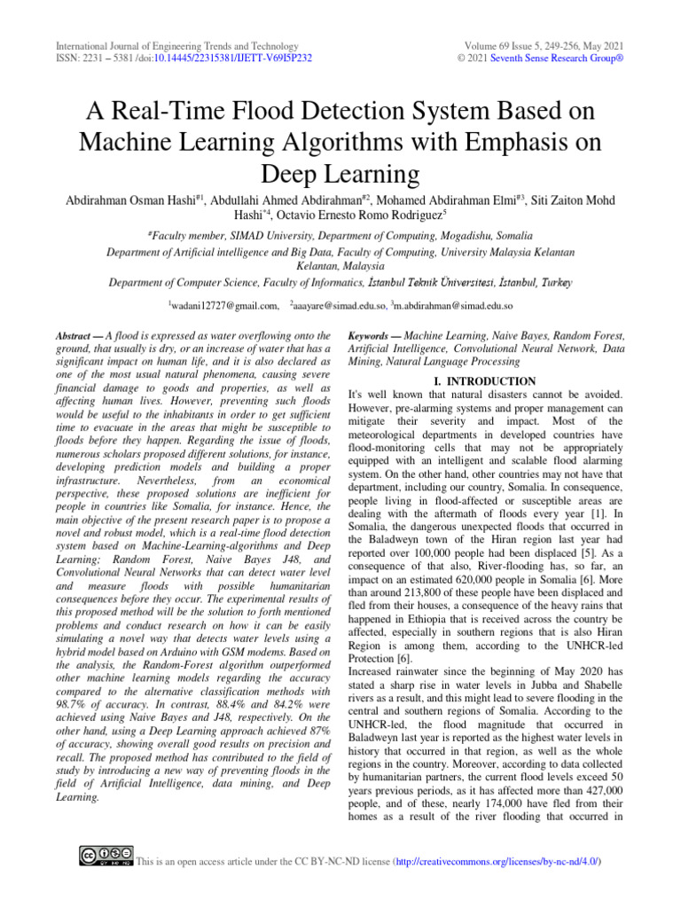 A Real-Time Flood Detection System Based On Machine Learning Algorithms With Emphasis On | PDF ...