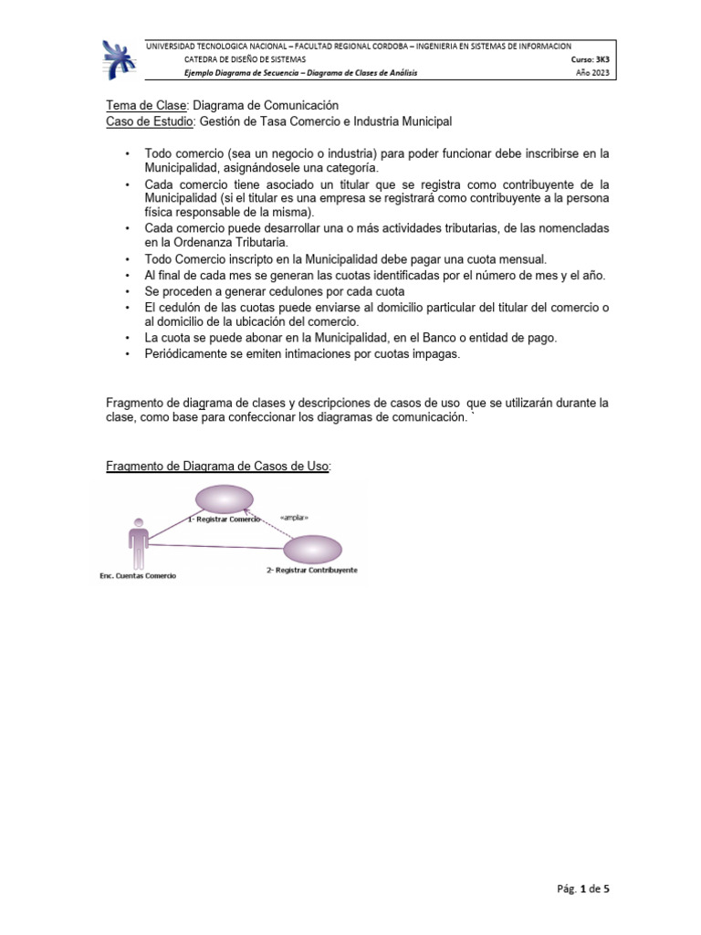 Clase Diag. Secuencia - Diag. Clases de Análisis - Ejemplo Resuelto - DSI 2023 | PDF