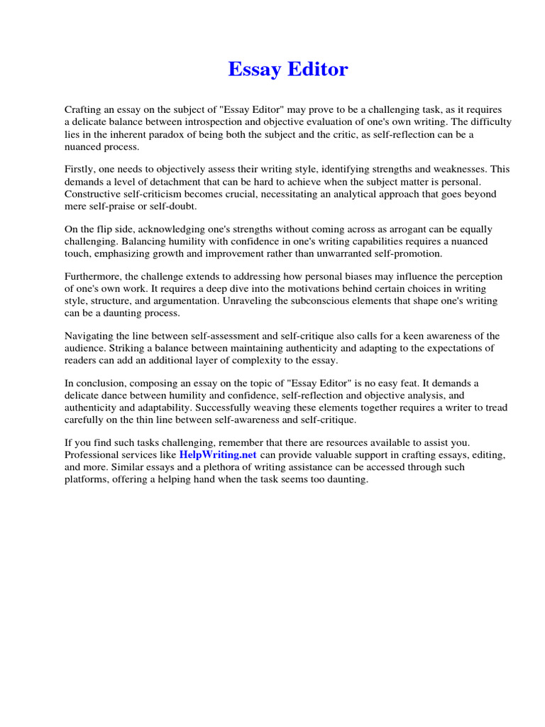 Essay Editor | PDF | Pygmalion (Play)