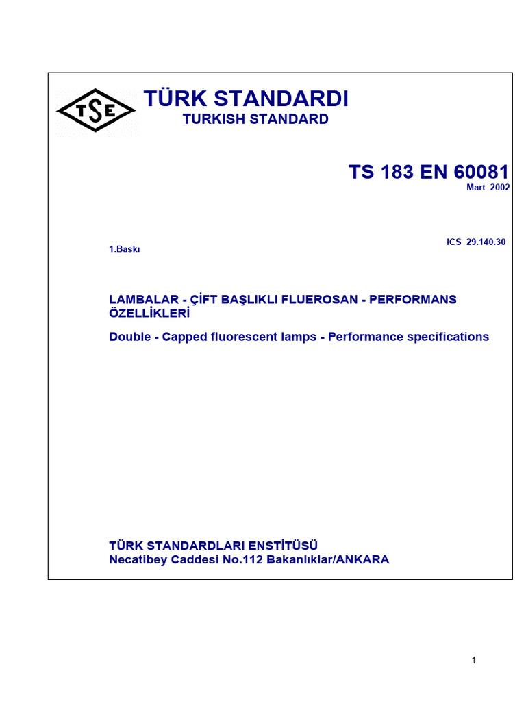 TS 183 EN 60081 (Mart 2002) | PDF